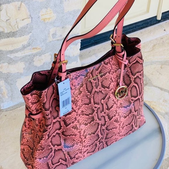 Michael Kors | Bags | Nwt Michael Kors Snake Print Embossed Leather Bag ...